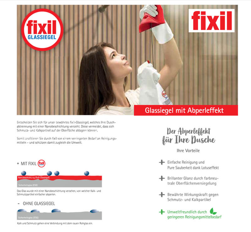 Schulte fixil Antikalk-Glassiegel für Duschwand 1-teilig und Nischentür ...
